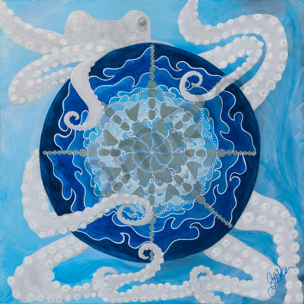 Art print from the art painting The Ocean Pearl: Octopus Mandala by ...