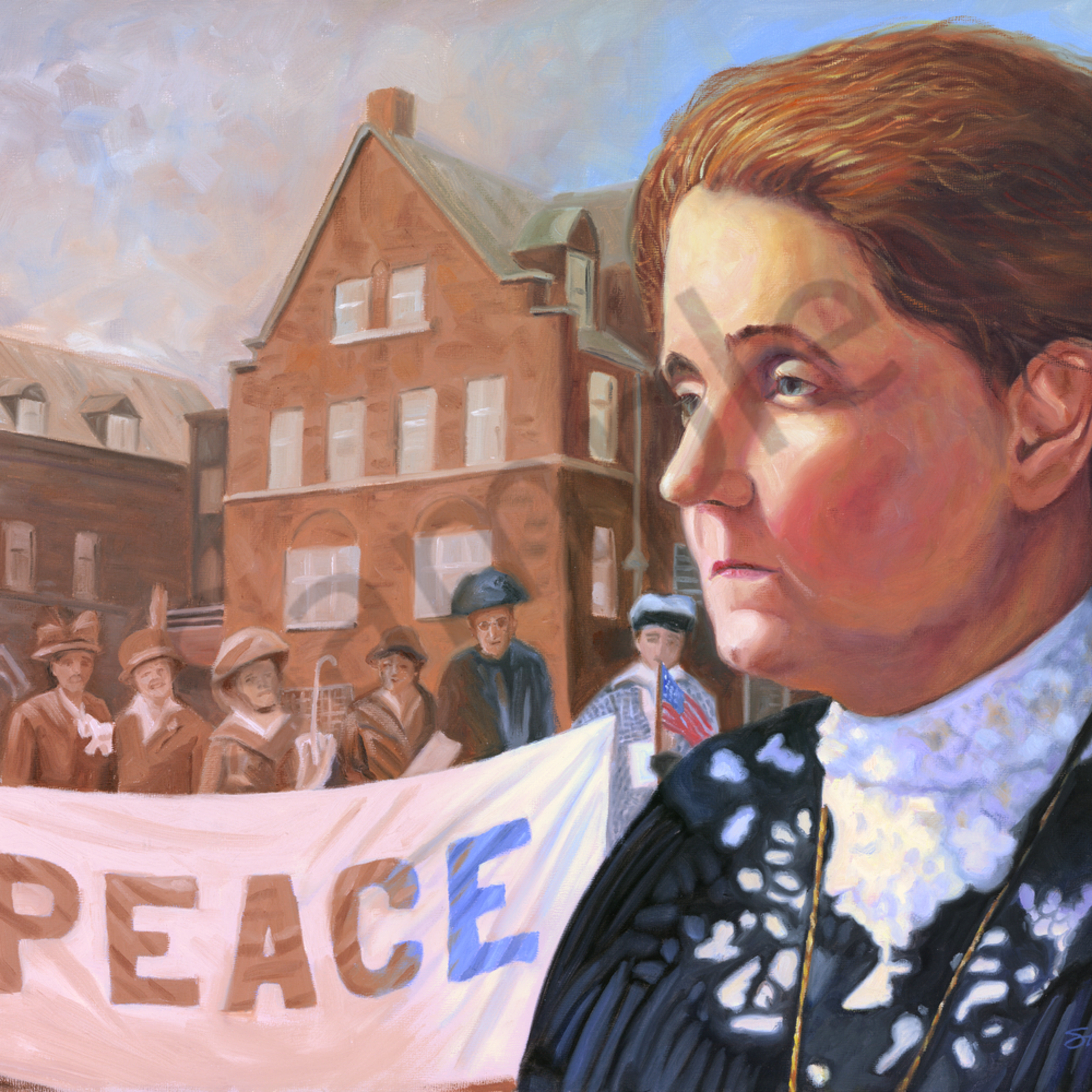 Oil painting portrait of Jane Addams by Steve Simon