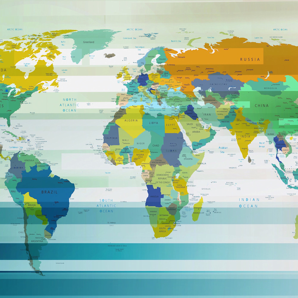 Orl 3016 Modern World Map Ii Art | Irena Orlov Art