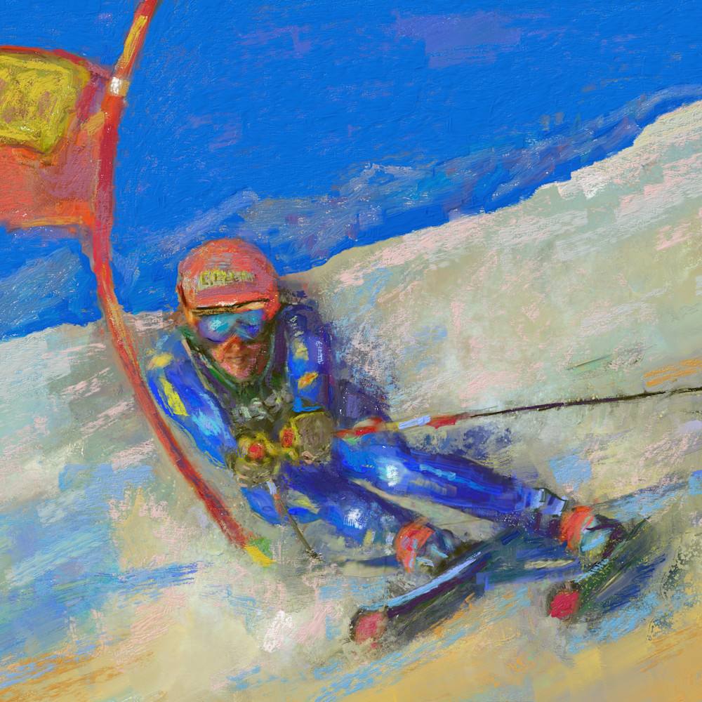 Slalom ski painting | Sports artist Mark Trubisky | Custom Sports Art