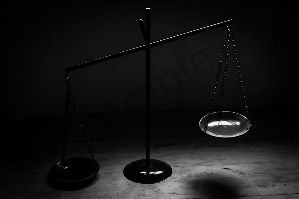Black & white photograph of balance weigh scales for sale as fine art ...