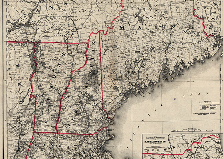 New England Railroad Map 1860