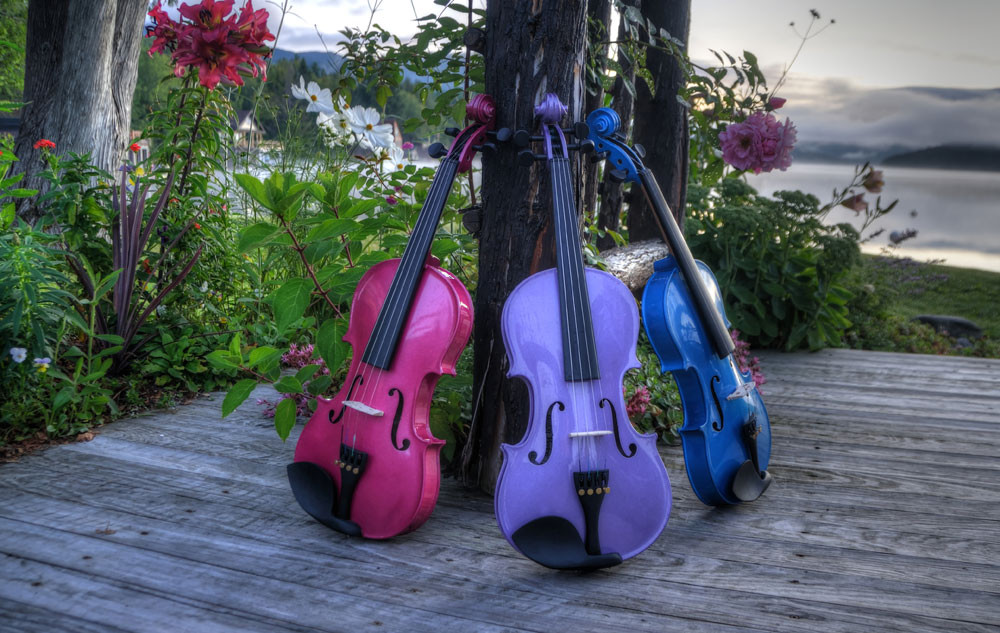 Vibrant Violin Trio Art | Instrumental Art