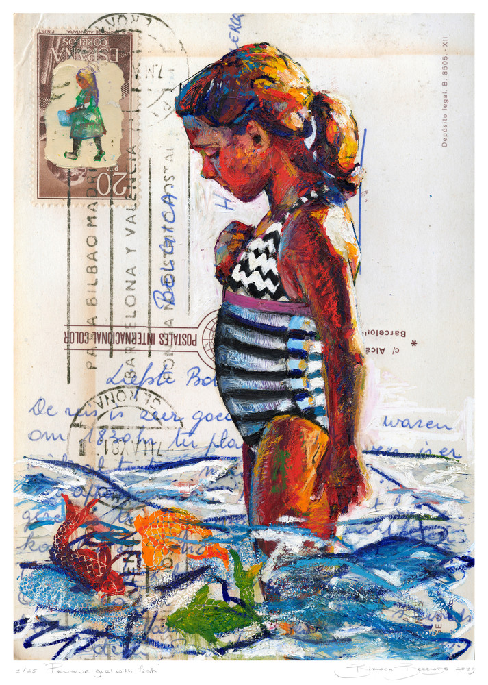 Order No. 13278 Bianca Berends Pensive Girl With Fish 18 X 25 22 Art ...