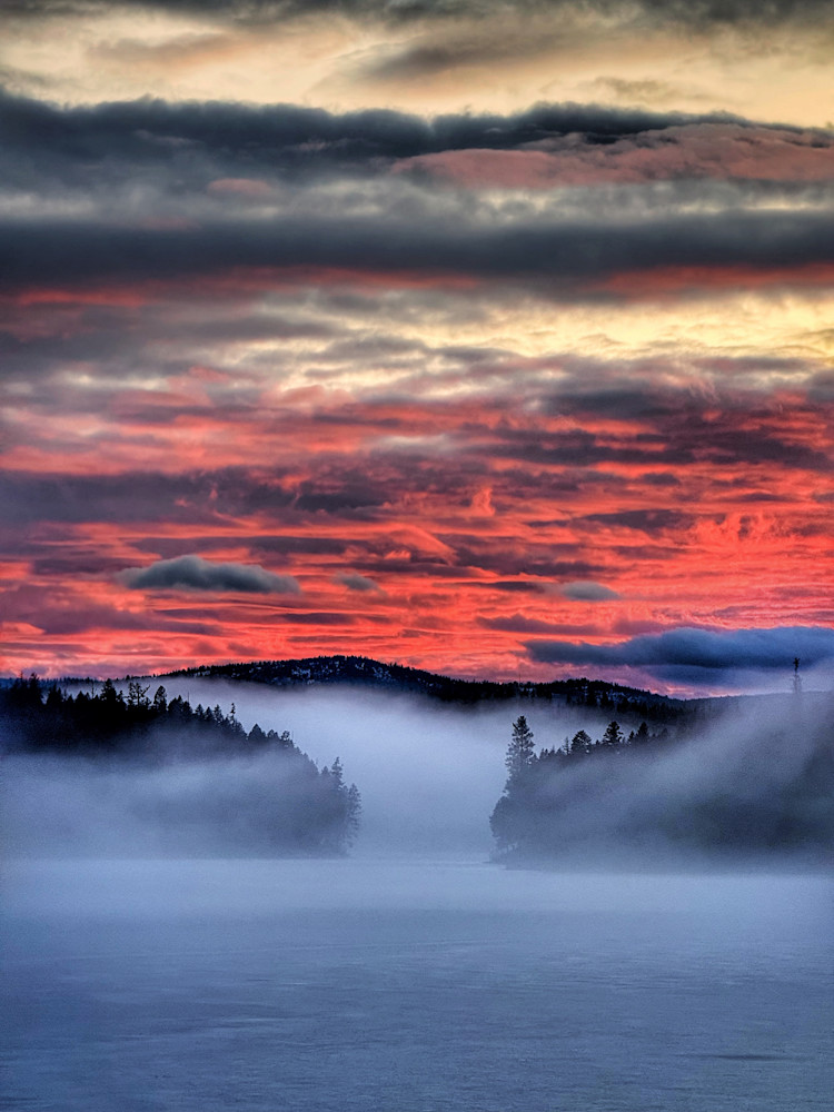 Loon Lake Foggy Sunset Photography Art | AttilaKirjak