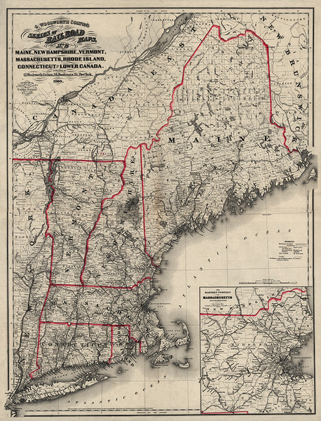 New England Railroad Map 1860