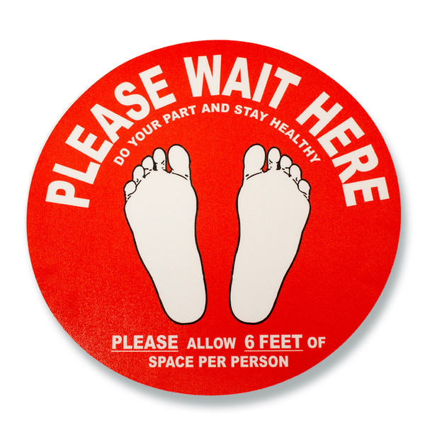 Graphical "Please Wait Here" Floor Signs