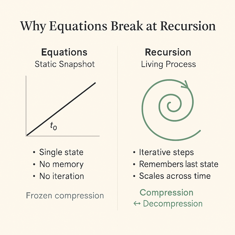 How Recursion Breathes the Universe Alive (When Equations Freeze It)