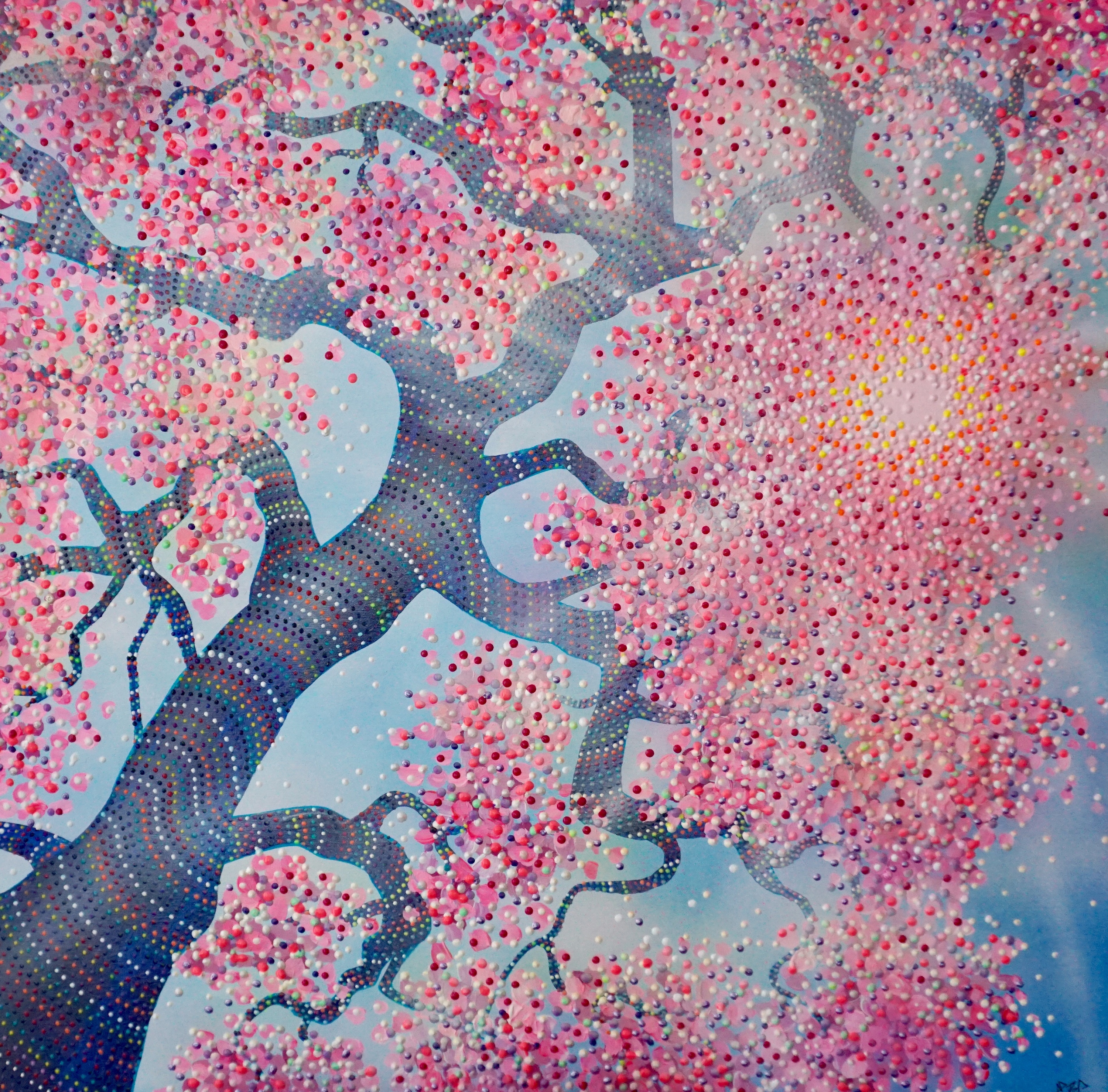 Cherry-blossom, blossom, tree, tree-art, pointillism, fine-art, art-you ...